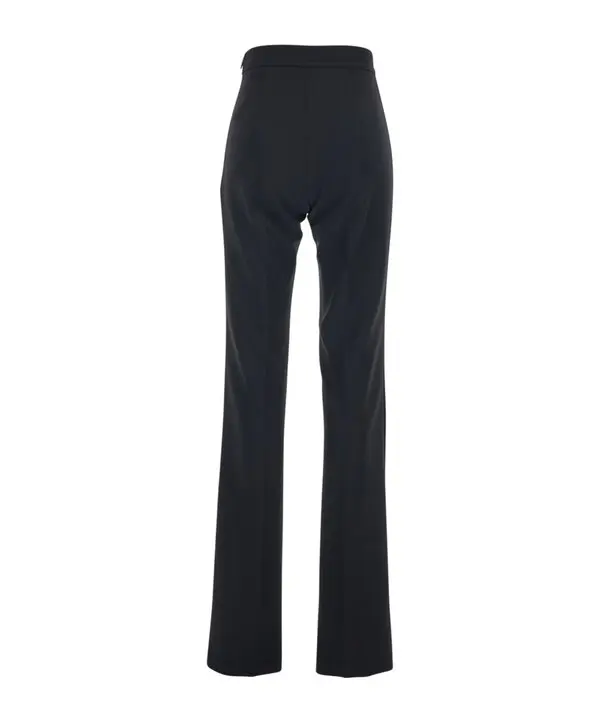 Elisabetta Franchi Logo Embroidered High Waist Straight Leg Pants - Black