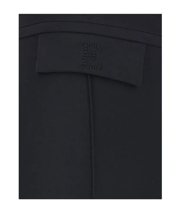 Elisabetta Franchi Logo Embroidered High Waist Straight Leg Pants - Black