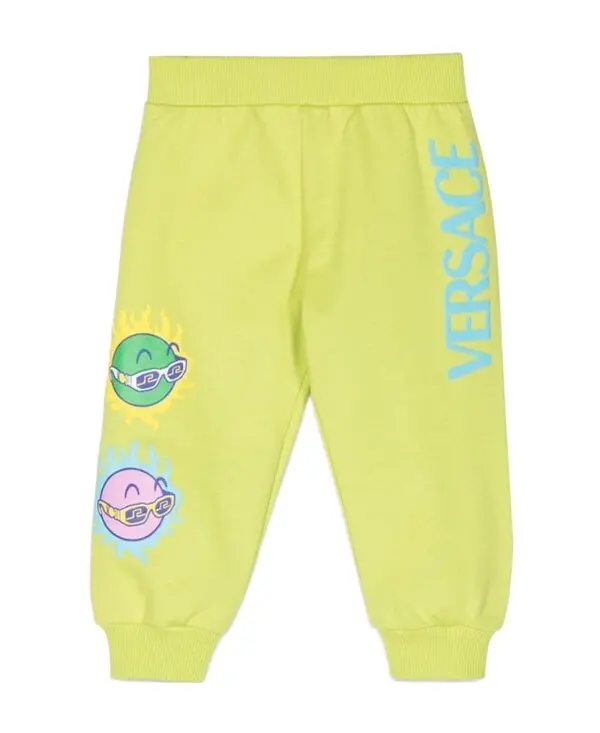 Versace Logo Print Track Pants - Yellow