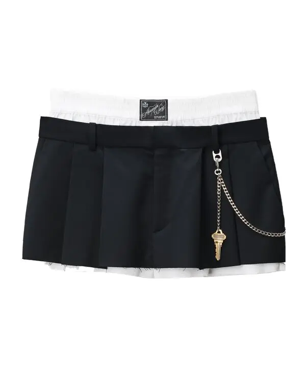 Alexander Wang Double-pleated Skirt With Raw-cut Hem
