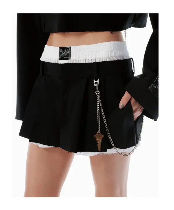 Alexander Wang Double-pleated Skirt With Raw-cut Hem