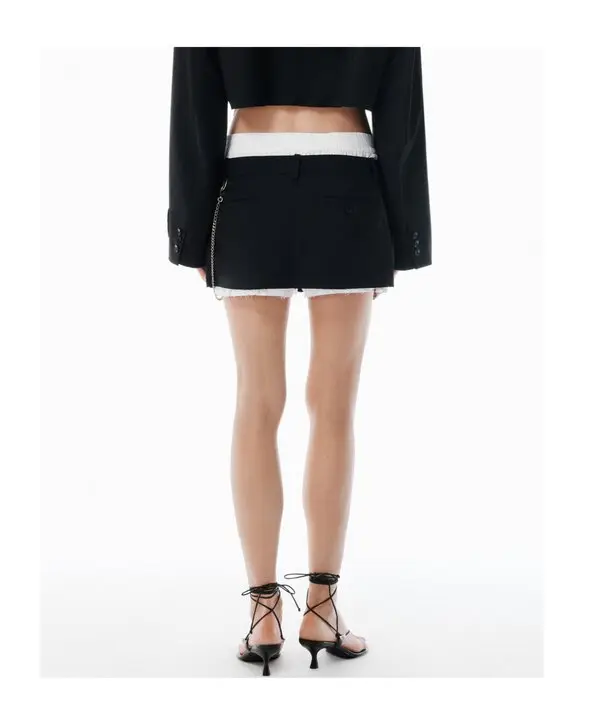 Alexander Wang Double-pleated Skirt With Raw-cut Hem