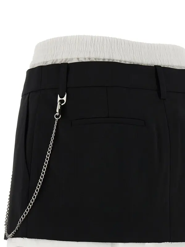 Alexander Wang Double-pleated Skirt With Raw-cut Hem