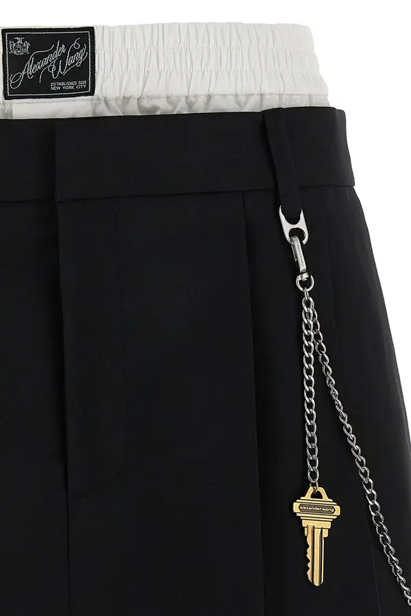 Alexander Wang Double-pleated Skirt With Raw-cut Hem