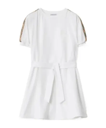 Burberry Cotton T-shirt Dress With Self-tie Belt And Equestrian Knight Embroidery