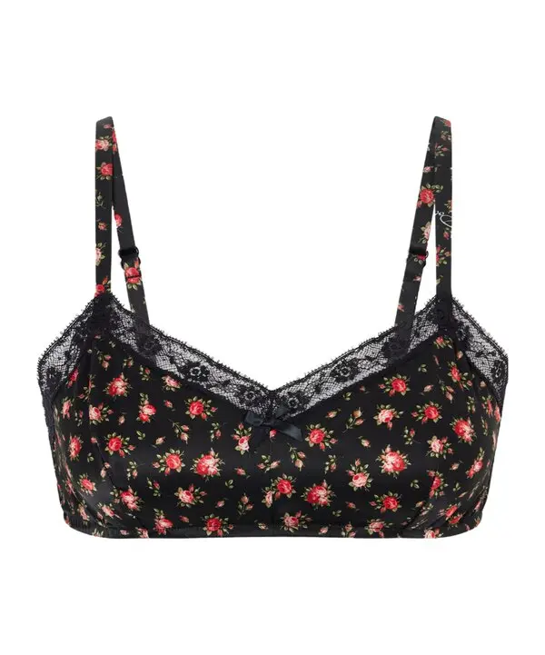 Dolce & Gabbana Floral-print Lace Bra - Black
