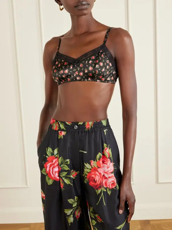 Dolce & Gabbana Floral-print Lace Bra