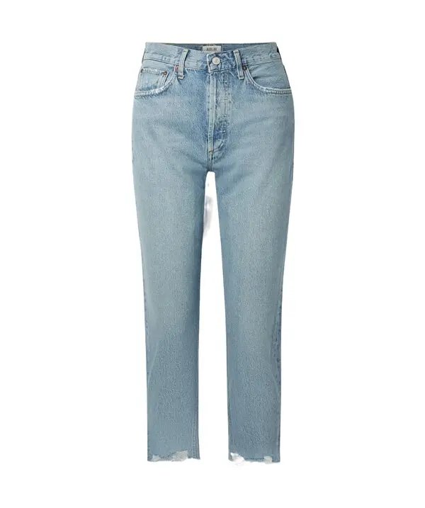 AGOLDE Riley Cropped Jeans In Soft Blue