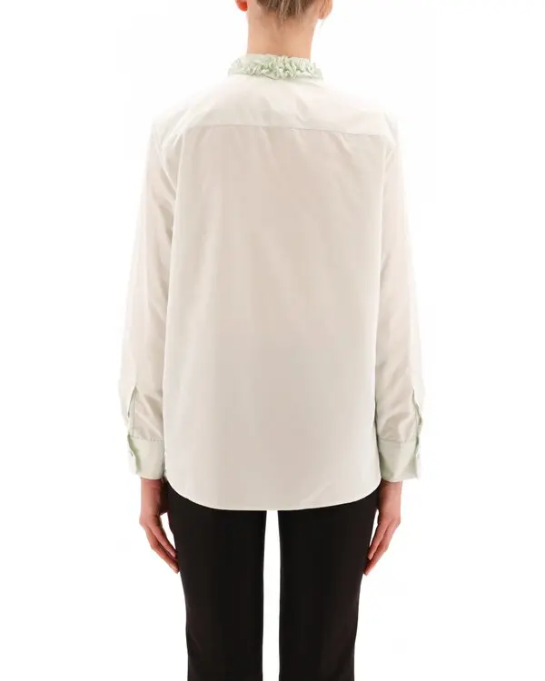 JIL SANDER Long Sleeve Shirt With Ruffle Detail - White