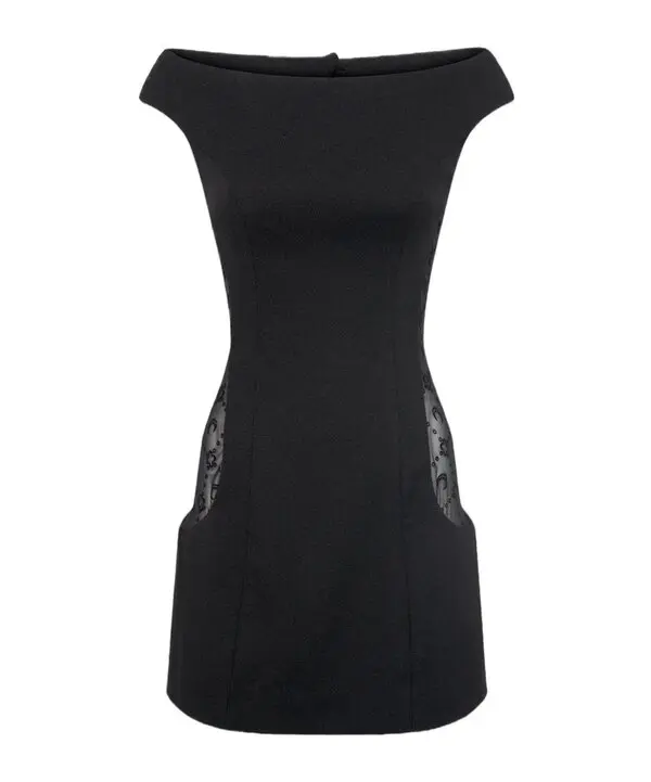 MARINE SERRE Sleeveless Mini Dress With Moon Pattern - Black