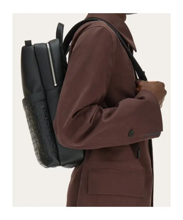 FERRAGAMO Gancini Embossed Leather Backpack