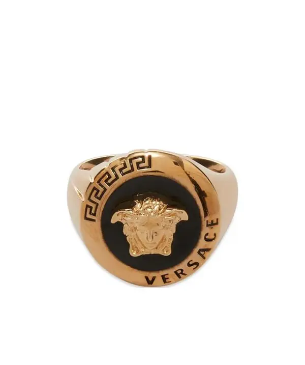 Versace Medusa Logo Engraved Ring - Yellow