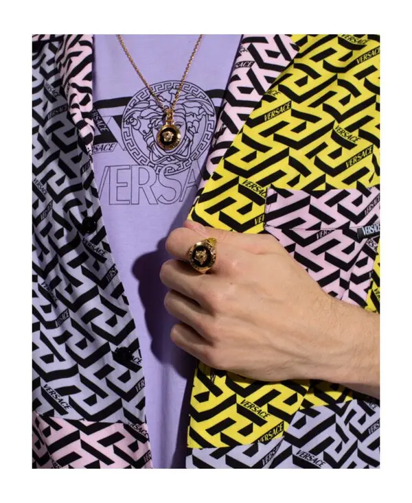 Versace Medusa Logo Engraved Ring - Yellow