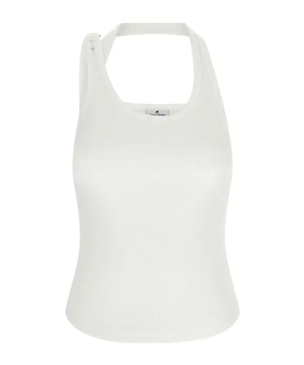 COURREGES Asymmetrical Buckle Tank Top - White