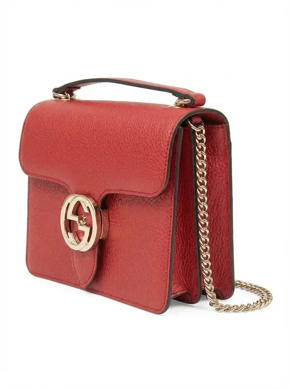 Gucci Double G Logo Woc With Chain Strap - Red