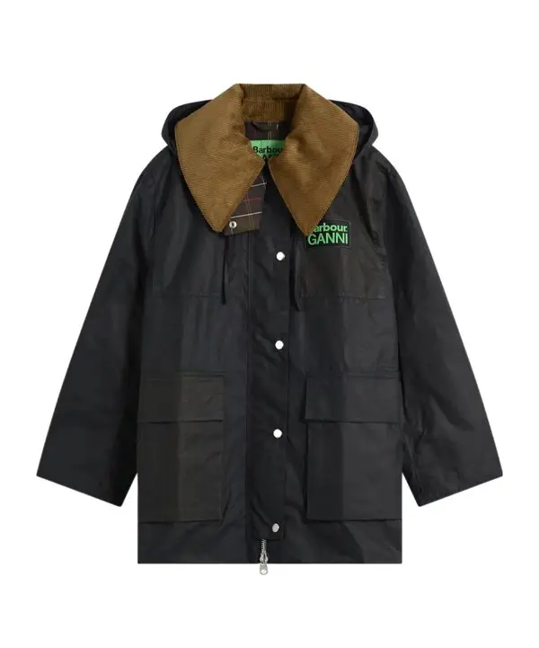 Barbour X Ganni Waxed Duffle Coat - Black