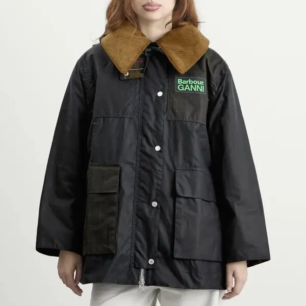 Barbour X Ganni Waxed Duffle Coat - Black