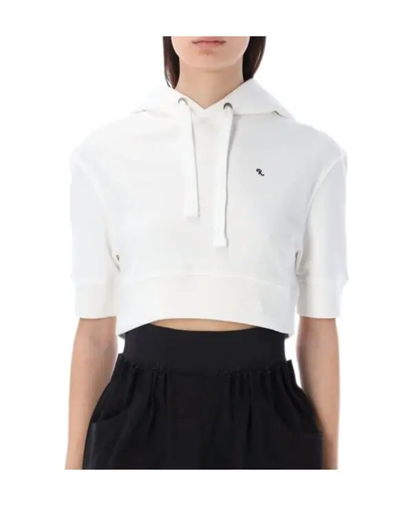 Raf Simons Cropped Drawstring Hoodie - White