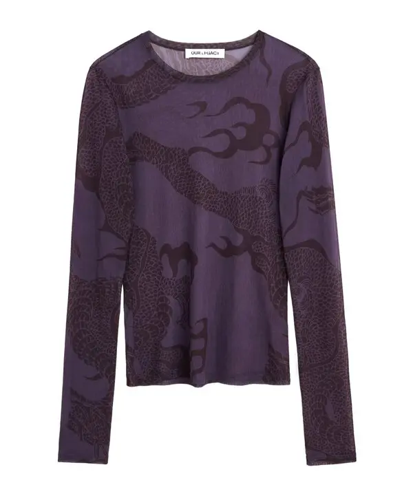 Our Legacy Abstract Raisin Snake Print Thermal Jersey Long Sleeve Top