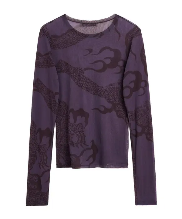 Our Legacy Abstract Raisin Snake Print Thermal Jersey Long Sleeve Top