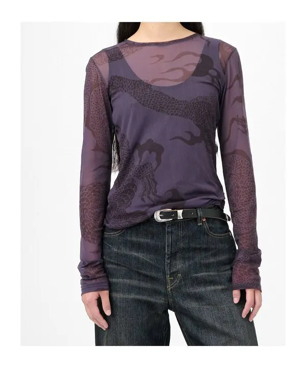 Our Legacy Abstract Raisin Snake Print Thermal Jersey Long Sleeve Top