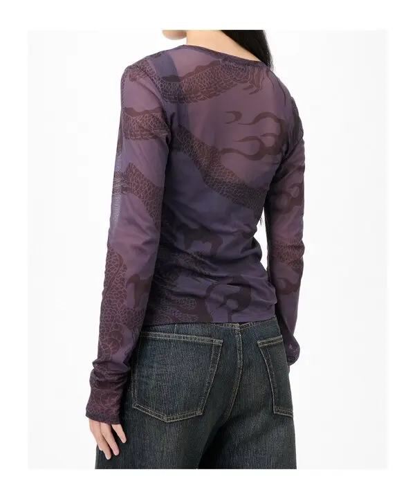 Our Legacy Abstract Raisin Snake Print Thermal Jersey Long Sleeve Top