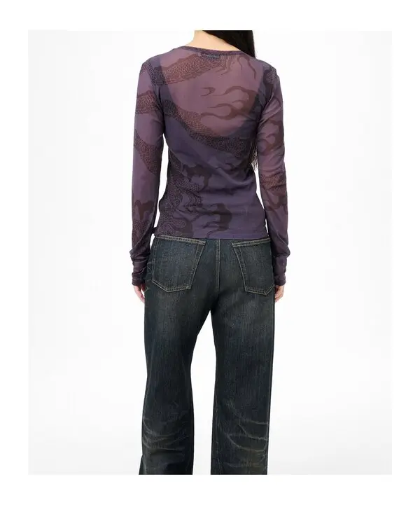 Our Legacy Abstract Raisin Snake Print Thermal Jersey Long Sleeve Top