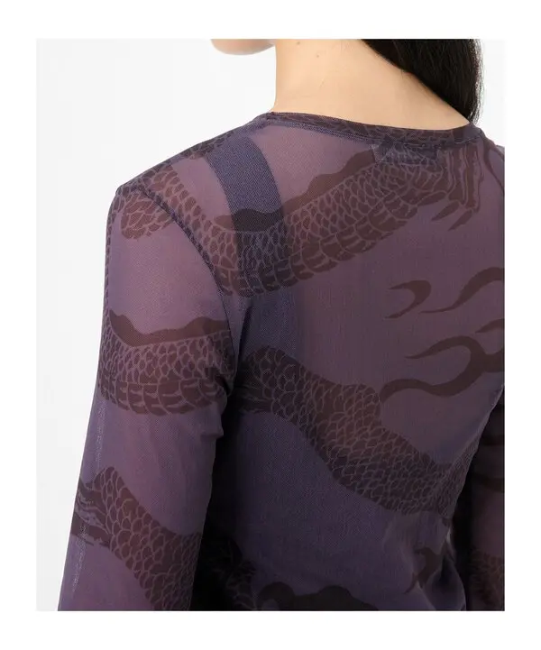 Our Legacy Abstract Raisin Snake Print Thermal Jersey Long Sleeve Top