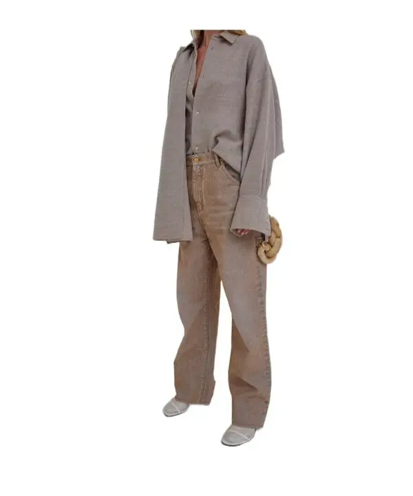DARKPARK Lisa Chain Adorned Loose Fit Carpenter Flock Jeans - Gray