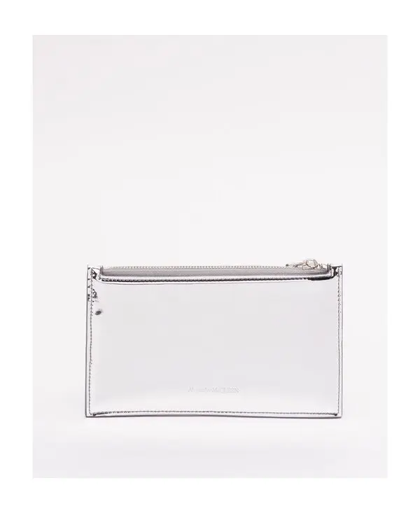 Alexander McQueen Metallic Zipped Cardholder - White