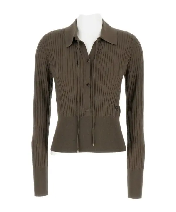 Fendi Tied-neck Knitted Polo Shirt - Brown