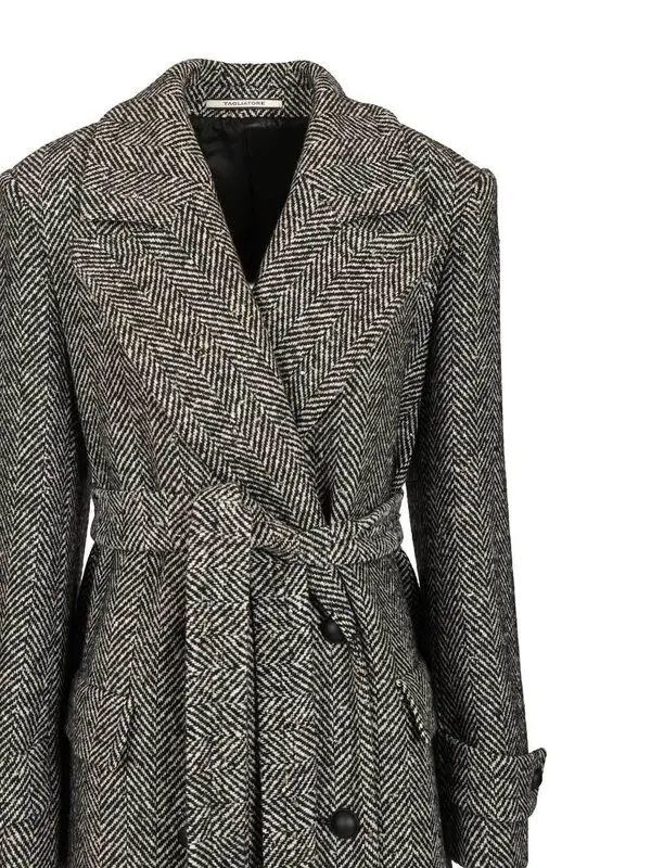 Tagliatore Julia Double-breasted Tweed Coat - Grey