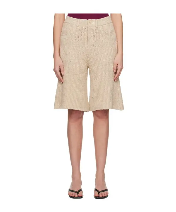 AYA MUSE Elastic Ribbed Knitted Shorts With Waistband Ring