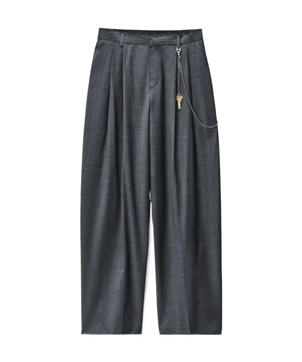 Alexander Wang Chain-detailed Pleated Wool Blend Trousers - Grey