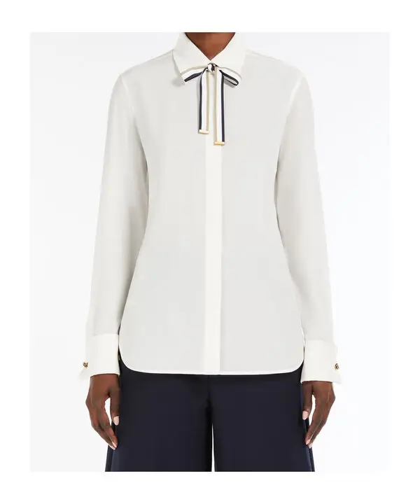 Max Mara Apollo Long-sleeved Shirt With Ribbon Detail - No