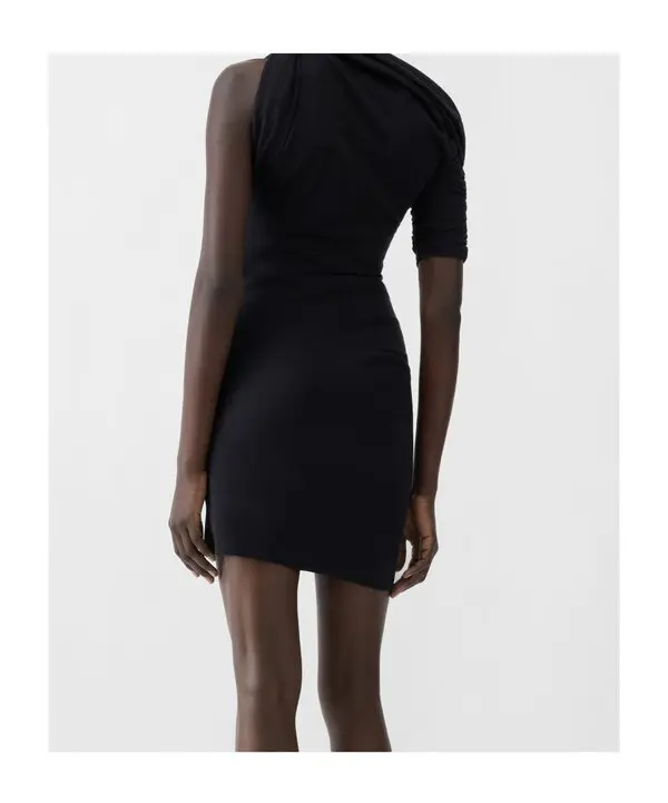 Jacquemus Draped Asymmetrical Boatneck Mini Dress - Black