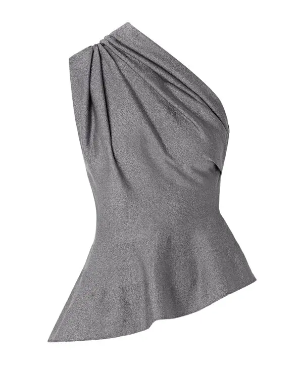 Khaite One-shoulder Top With Asymmetrical Ruffled Hem - Silver