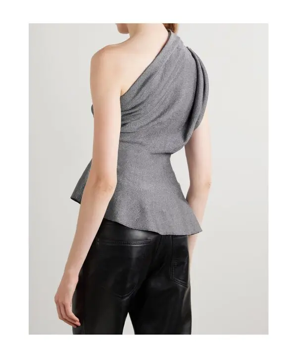 Khaite One-shoulder Top With Asymmetrical Ruffled Hem - Silver