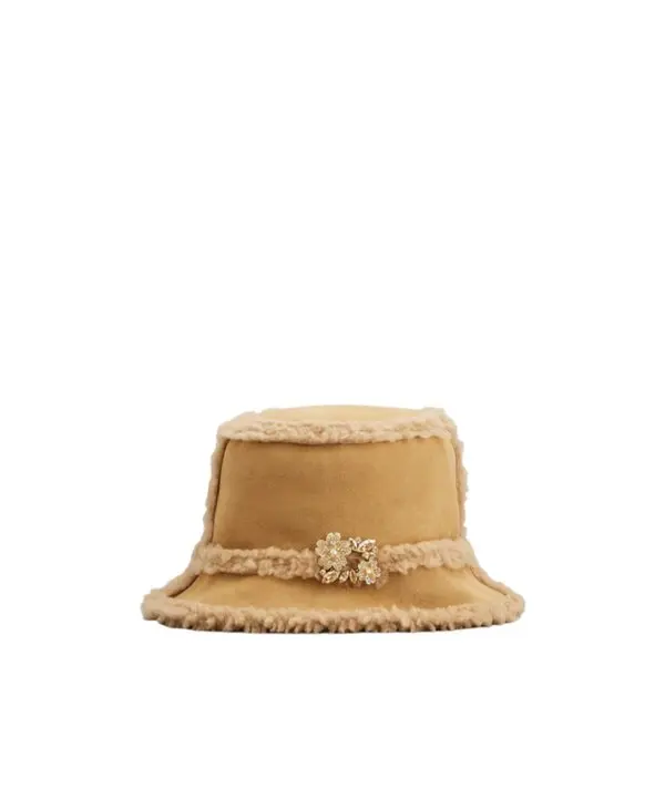 ROGER VIVIER Floral Embellished Bucket Hat - Brown