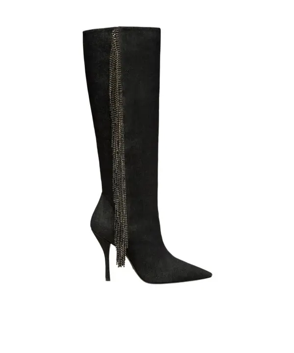 STUART WEITZMAN Crystal Fringe Knee-high Boots