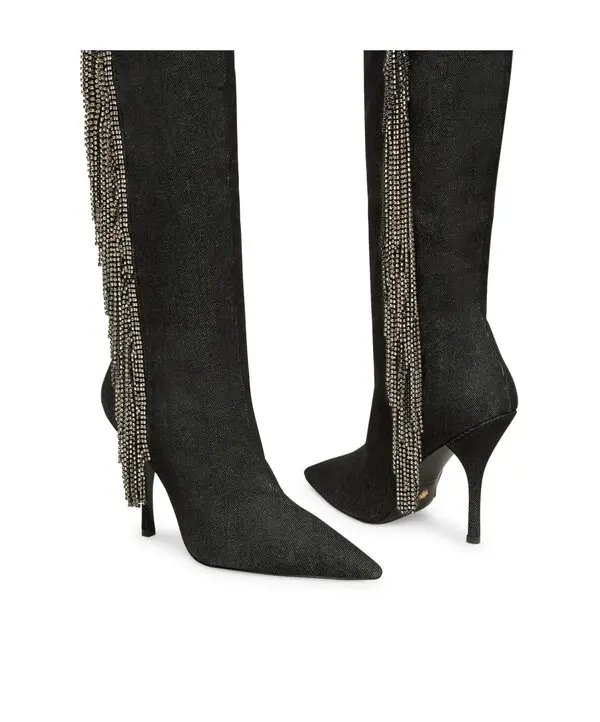 STUART WEITZMAN Crystal Fringe Knee-high Boots