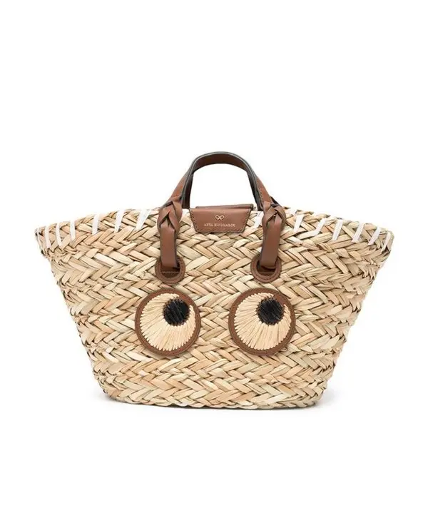 ANYA HINDMARCH Woven Tote Bag With Eye Detail - Nude