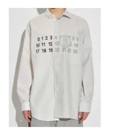 MAISON MARGIELA Panelled Stripe Detailed Long-sleeve Shirt - Grey