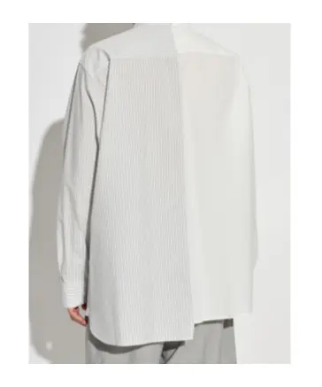 MAISON MARGIELA Panelled Stripe Detailed Long-sleeve Shirt - Grey