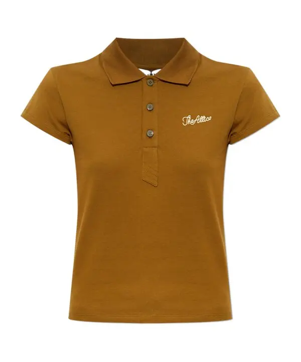 Attico Logo Embroidered T-shirt - Brown