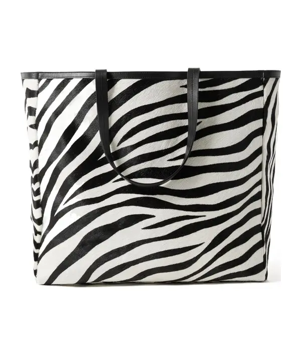 NILI LOTAN Freddie Zebra-striped Calf Hair Tote Bag - Black