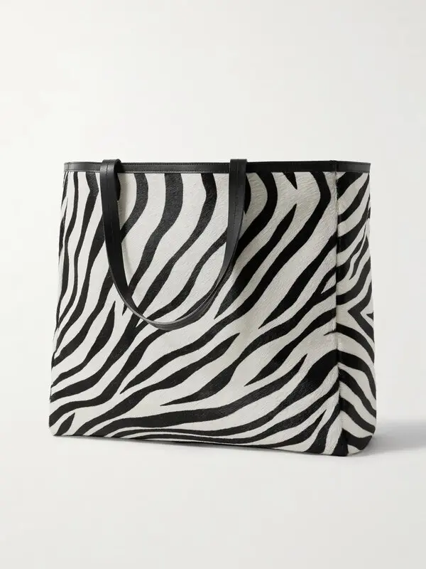 NILI LOTAN Freddie Zebra-striped Calf Hair Tote Bag - Black
