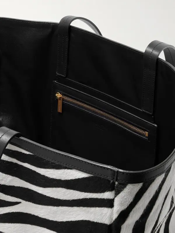 NILI LOTAN Freddie Zebra-striped Calf Hair Tote Bag - Black
