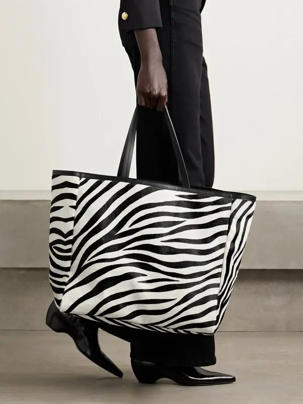 NILI LOTAN Freddie Zebra-striped Calf Hair Tote Bag - Black