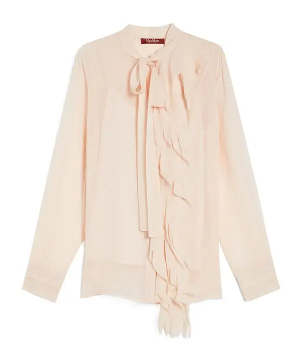 Max Mara Silk Georgette Blouse With Ruffle Detail - Nude